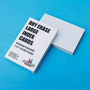 Large Dry Erase Index Cards – 40pcs Laminated Cards Blank w/Box – Reusable Dry Erase Note Cards for School, Work, Housework, to Do Lists – Practical Index Card Sheets – 4 x 6-inch