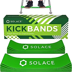 Kick Bands Chair Bands for Kids with Fidgety Feet - Fidget Chair Bands for Kids 12-Pack - Bouncy ADHD Band for Classroom Chairs & Desks - Solace Sensory Kickbands