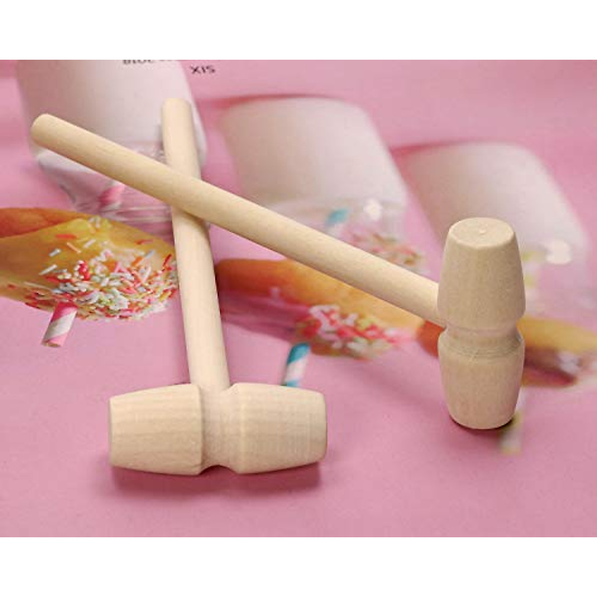 Tupalizy 2 Pieces Mini Wooden Mallet for Chocolate Heart Breakable Smashing Wood Hammers for Cracking Crabs Lobsters Shells Kids Golf Tees Preschooler Crafts Seafood Tools Kitchen Supplies