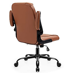 JFGJL Brown Executive Office Chairs PU Leather Computer Desk Chair Extra