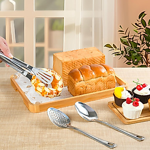 3 PCS Stainless Steel Serving Spoons Set,18/8 Large Serving Utensils,Include Serving Spoon,Slotted Spoon,Serving Tong,Stainless Steel Kitchen Utensil,For Buffet Catering Banquet,Dishwasher Safe