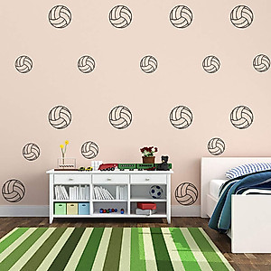 JUEKUI Set of 50pcs Volleyball Sticker Wall Decals for Kids Rooms Bedroom Sports Fans Home Decor Vinyl WS91 (Black)