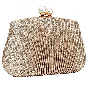 Clutch Purses for Women Shiny Evening Clutch Crossbody Bag Evening Purses and Handbags for Wedding Party Prom (Rose gold color)