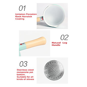 Japanese-style small milk pot non-stick coating hot milk small soup pot, 1.2L, 5 cups, imitation enamel pot (White)