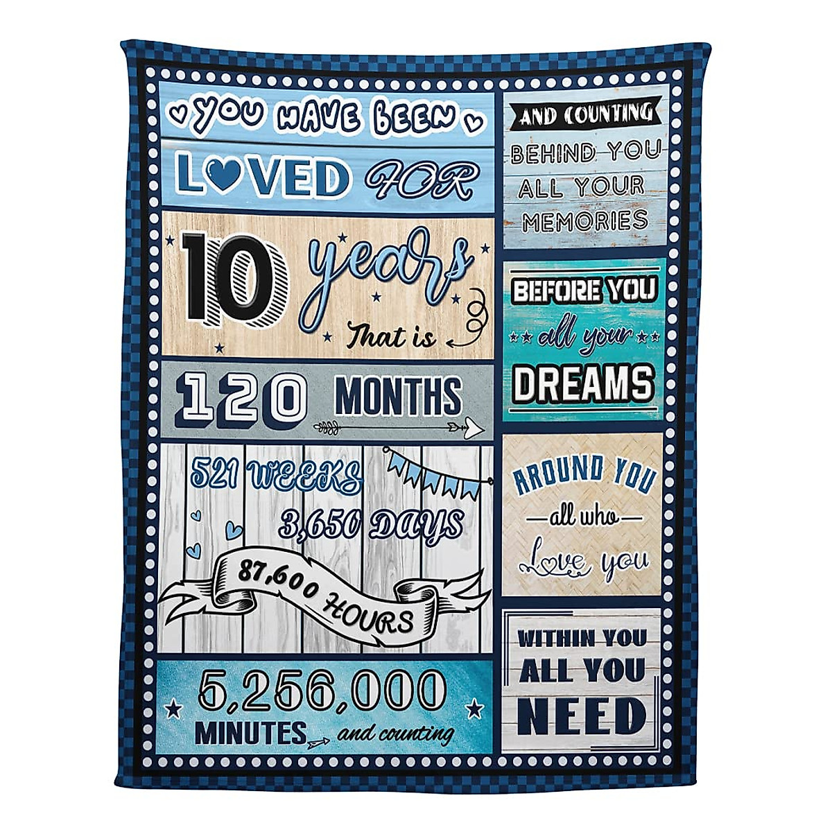 10 Year Old Boy Birthday Gift, Super Soft and Warm Happy Birthday Blanket, Digital Heartwarming Sentences Creative Design Ideal Gifts for 10th, 50"x60"