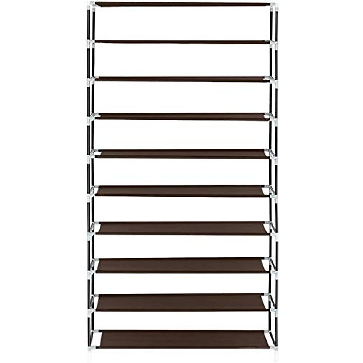 Shoe Rack 10 Tier Shoes Cabinet Storage Organizer Closet with Dustproof Nonwoven Fabric Cover r, Store up to 45 Pairs of Shoes (Dark Brown Extra-Wide)