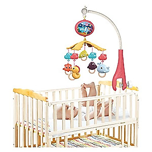 Baby Musical Crib Mobile Bed Bell Crib Bell, Multi-Function Electric Projection Light Music Box with Lullaby, Ocean Animals 360°Hanging Rotating Teether Rattle Toys（Blue）