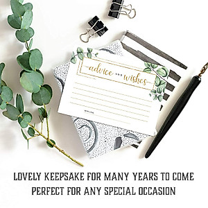 Set of 50 Advice and Wishes Cards - Double Sided Greenery Cards, Perfect for the Bride and Groom, Baby Shower, Bridal Shower, Wedding Shower, Graduation Party, Retirement Party, Anniversary