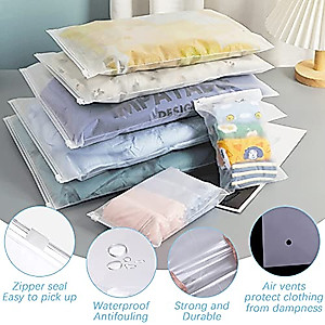 BieFuDan 30PCS Frosted Travel Storage Bags for Clothes,Zip-lock Seal Storage Bags Luggage Clothes Shoes Makeup Packing Pouch Organizer,Reusable Space Saver Packing Sacks Compression Bags (5 Size)