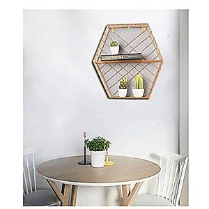 QUUL Creative Ledges, Golden Hexagon Wall Storage Display Decoration Rack Living Room Rack
