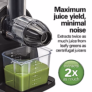 Hamilton Beach 67951 Cold Press Masticating Juicer Machine, Slow and Quiet Action, Juice Fruits & Vegetables, BPA Free, Easy Clean, 150 Watts, Silver