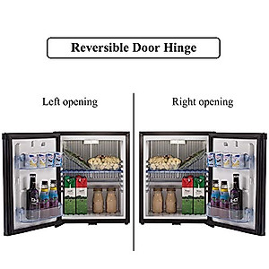 Smad Absorption Mini Fridge 12V 110V Compact Refrigerator with Lock Reversible Door No Noise, 1.0 cu.ft