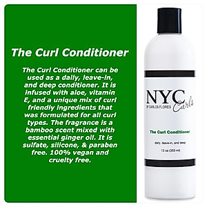 NYC Curls The Curl Conditioner | Daily, Leave-in, & Deep Conditioner for Curly, Coily, & Wavy Hair | 3 products in one | Silicone Free & Vegan | 12 FL OZ