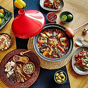 Moroccan tagine Pot Small tagine Bowl Round Ceramic Casserole Clay Pot with lid Heat-Resistant hot Pot earthen Pot Multifunctional cookware for stew Soup A 16 23 cm