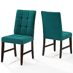 Modway Promulgate Biscuit Tufted Upholstered Fabric Dining Side Chair, Set of 2, Teal