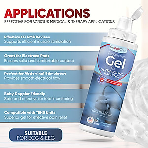Goppli Medical Imaging & Therapy Ultrasound Gel - 2 Pack, 8.45 fl oz (250mL) Each - Non-Greasy, Unscented, Hypoallergenic - Ideal for TENS Units & Baby Dopplers - Medical Grade Quality, Made in USA