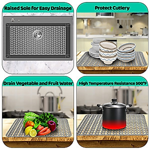 Sink Silicone Protector for Kitchen Sink 26''x14'' ，Back Drain Kitchen Sink Grid Fitting, Heat Resistant Non-Slip, Farmhouse Stainless Steel Porcelain Sink Bottom Sink Mat