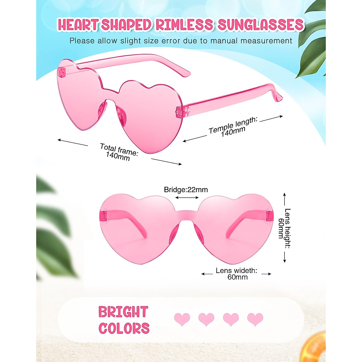 Chicpop 24 Pairs Heart Shaped Sunglasses for Women Bulk Heart Glasses Party Favor Decoration Accessories Eyewear