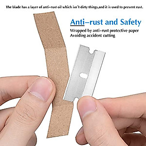 JIKIOU 200PCS Single Edge Razor Blades, Industrial Scraper Razor Blades, One Edge Razor Blade, Replacement Box Cutter Blades, Suitable for Removing Labels, Decals, Stickers