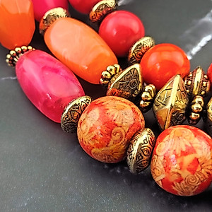 Bocar 3 Layer Chunky Statement Beaded Necklace Fashion Multi Layer Women Collar Necklace (625)