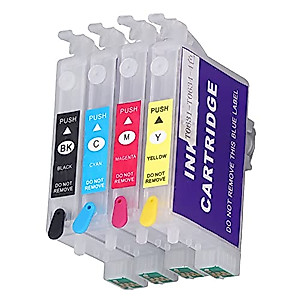 Hilitand 4Pcs Printing Ink Cartridge PP Material Ink Cartridge Printing Cartridge with Permanent Chip for Reusable Printer (T0561/T0562/T0563/T0564)