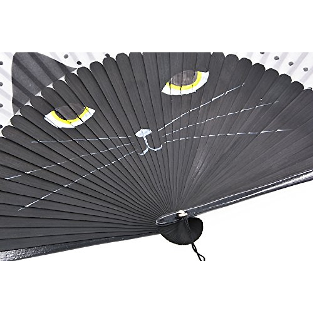 Amajiji Women Lovely Black Cat Folding Silk Fan Handheld Fan for Wedding, Dancing, Church, Party, Gifts (Black)