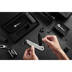 Holtzman's Gorilla Survival Mens Folding Pocket Knife Set D2 Steel Blade G10 Handle Pocket Knife EDC Gift set for Men (black blade+dark grey/ed liner G10 handle)