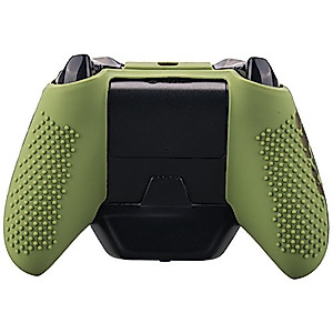 9CDeer Studded Protective Customize Transfer Printing Silicone Cover Skin Sleeve Case + 8 Thumb Grips Analog Caps for Xbox One/S/X Controller Dark Green Compatible with Official Stereo Headset