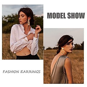 ATIMIGO 6 Pairs Gold Statement Drop Earrings Metal Geometric Dangle Drop Earrings for Women
