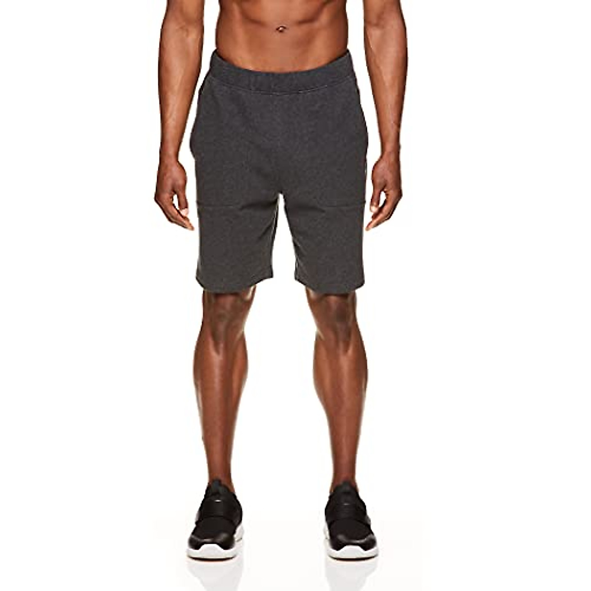 Gaiam Men's French Terry Yoga Shorts - Athletic Gym and Running Sweat Short with Pockets - Synergy Black Heather, X-Large