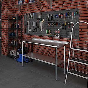 AmGood 60" Long x 24" Deep Stainless Steel Work Table with 1.5" Backsplash | Metal Kitchen Food Prep Table | NSF