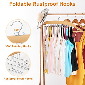 Resovo Tank Top Hanger with Premium Wood, 24 Large Capacity, Space Saving,360 Degree Rotating, Foldable Metal Hooks, Tank Tops