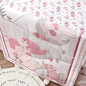 The Peanutshell Pink Elephant Crib Bedding Sets (3 Piece Crib Set)