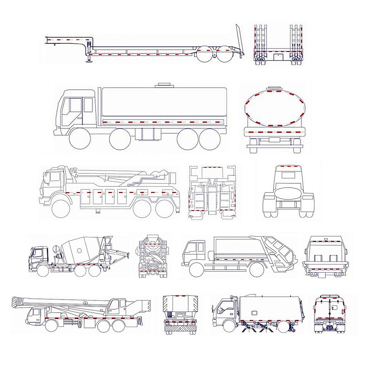 MFC PRO 6" Rectangular Stick-on/Screw Mount Reflectors (Kit 3/Yellow+Red)
