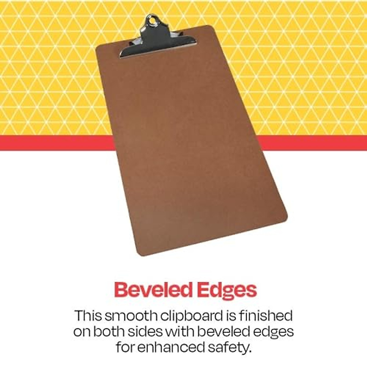 School Smart Legal Clipboard, 9 x 15-1/2 x 1/8 Inches, Hardboard, Brown, Bright Nickel