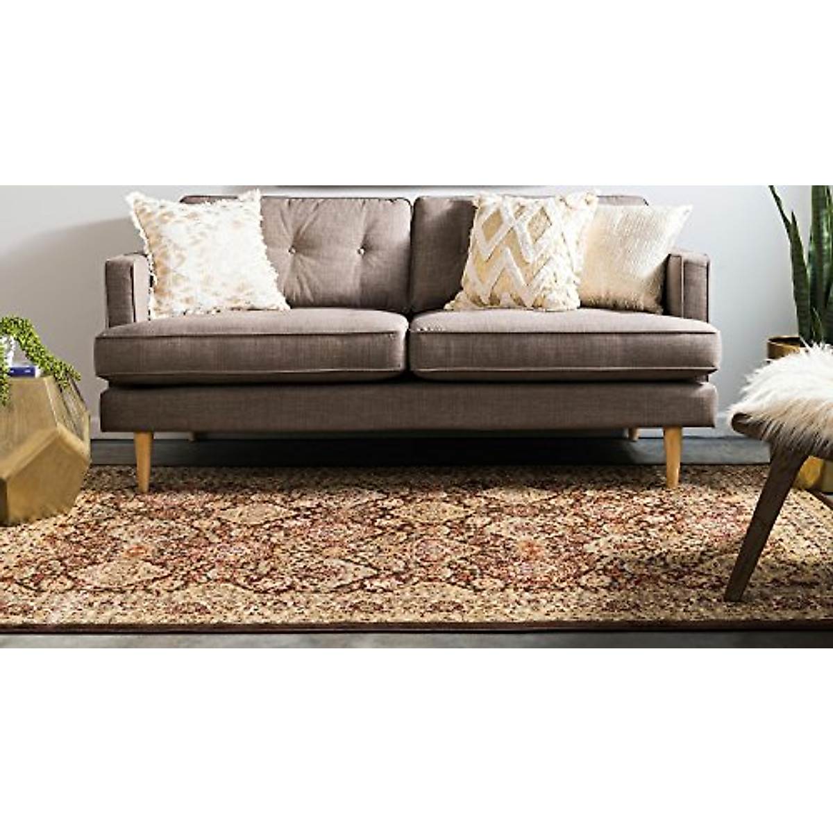 Unique Loom Voyage Collection Traditional Oriental Classic Intricate Design Area Rug, 3' 3" x 5' 3" Rectangle, Brown/Cream