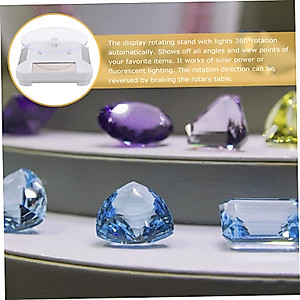 SEWACC Solar Jewelry Showcase Turntable Display Stand Led Lights Rotating Rack Odor for Shop and Home Decor