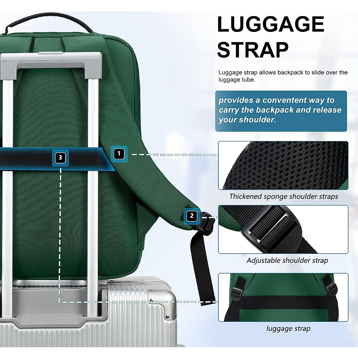 Victoriatourist Laptop Backpack for Men Business Slim Durable Work Laptops Backpacks with USB Charging Port, College Backpacks Computer Bag Gifts for Women Fits 15.6 Inch Notebook (Green)