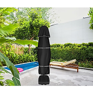 FIOBEE Patio Umbrella Cover for 9ft to 13ft Cantilevers Offset Umbrella or Market Umbrella 600D Waterproof Outdoor Parasol Cover with Rod Patio Furniture Covers, Black