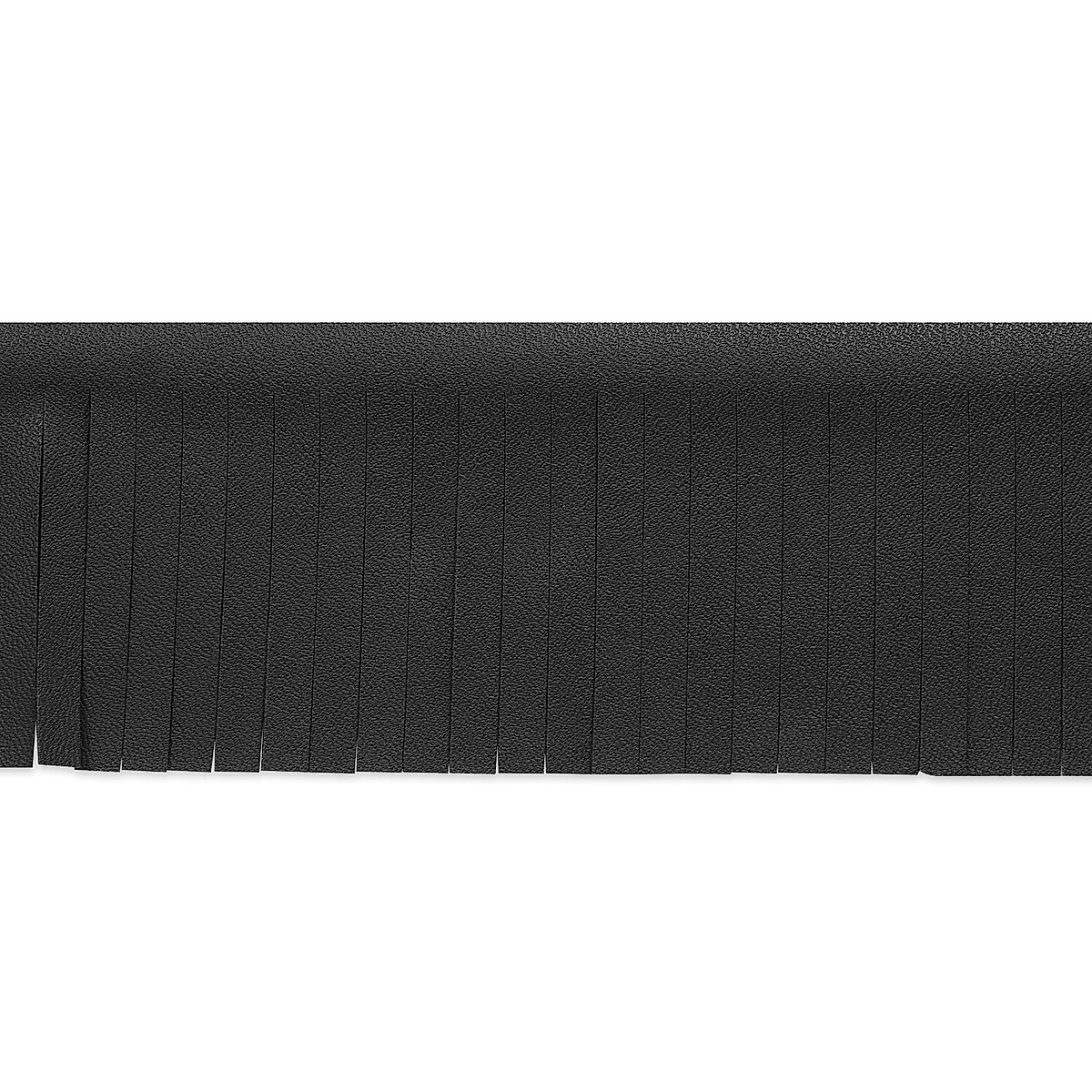Trims by the Yard 2" Matte Finish Vegan Leather Fringe Trim, Black (5 Yard Cut)
