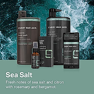 Every Man Jack Mens Sea Salt Cologne for Outdoor Guys - Notes of White Woods, Citron, Fresh Herbs, Marine Accord and a Touch of Vanilla - Long Lasting and No Harmful Chemicals - 3.4 FL-ounce - 1 Bottle