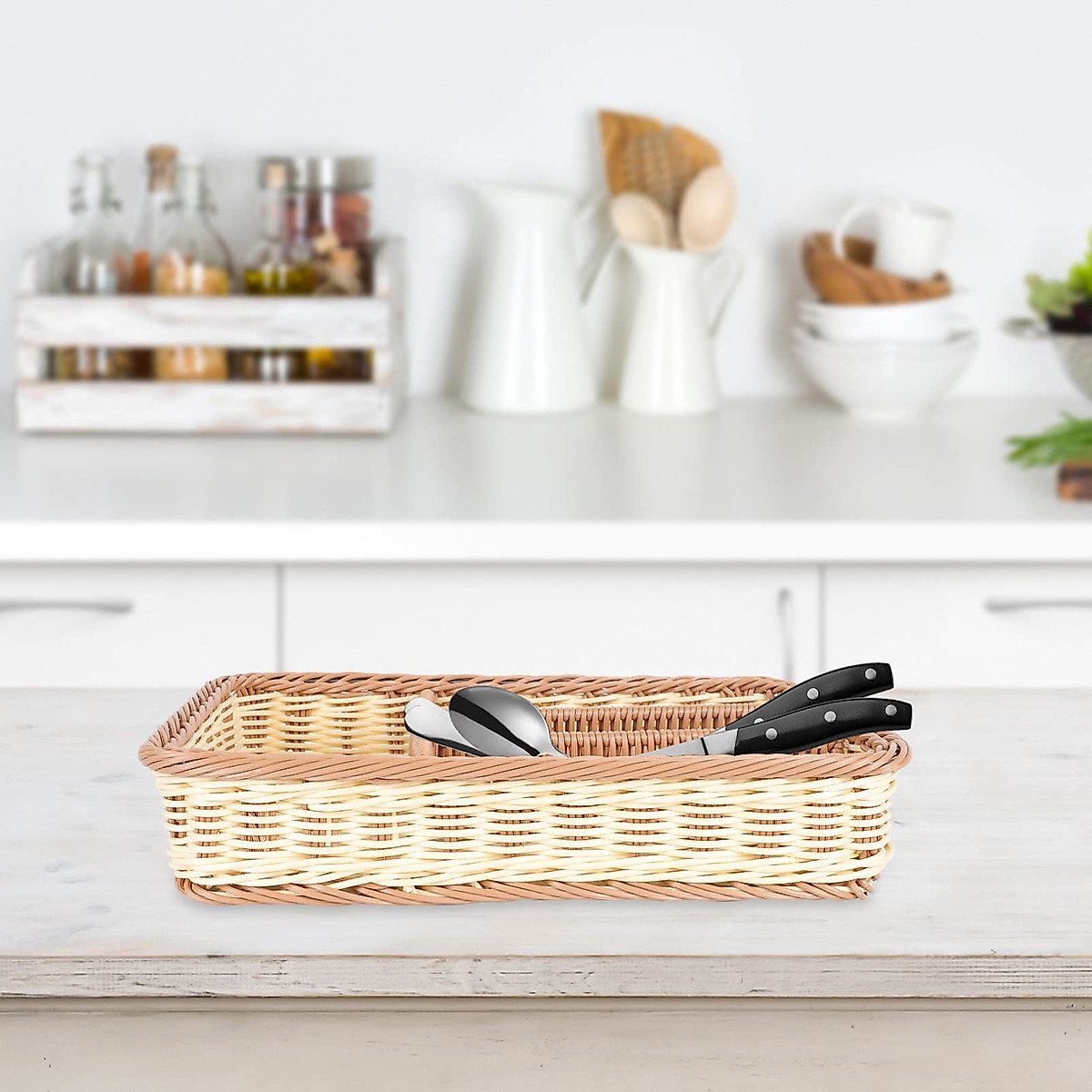 Cabilock Plastic Fork 1pc Cutlery Basket Wicker Cutlery Box Shelf Supports