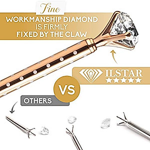 4 Big Diamond Pens Rose Gold & Silver – 4 Black Ink Refills & Cute Velvet Gift Bag, Top Cool School & Bling Office Supplies for Women Girls Coworker, Fancy Crystal Jewel Writing Ballpoint Pen Bulk Set