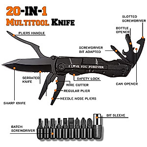 Gifts for Men Husband Boyfriend, Multitool Pocket Knife Gifts for Him, Stocking Stuffers for Men, I Love You Gifts for Christmas Valentines Day Anniversary, Cool Gadgets for Camping Fishing Cycling
