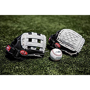 Rawlings | SURE CATCH T-Ball & Youth Baseball Glove | Right Hand Throw | 11.5" | Black/Grey