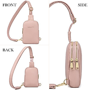 AOCINA INICAT Small Sling Bag Crossbody Vegan Leather Fanny Packs for Women Fashionable Chest Bag for Travel(0-Pink)