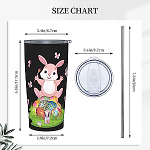 ayvcxui Happy Easter Pink Rabbit Stainless Steel Insulated Tumbler 20 Oz Water Bottle Coffee Mug Coffee Mug With Lid Straw Gifts
