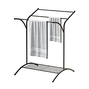 JOIN IRON Freestanding Towel Rack, 3 Tiers Black Metal Towel Rack rfor Bathroom Accessories Organizer for Bath Storage & Hand Towels,Washcloths,Next to Tub or Shower