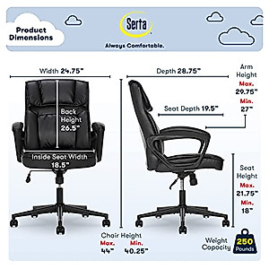 Serta Style Comfort Black Bonded Leather Hannah I Office Chair,