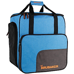 BRUBAKER Combo Set Carver Performance - Ski Bag and Ski Boot Bag for 1 Pair of Skis + Poles + Boots + Helmet - Blue Black - 74 3/4 Inches / 190 Cm